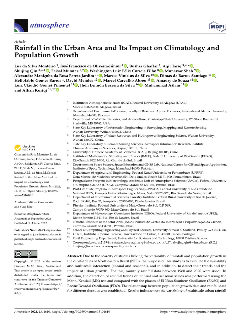 Atmosphere_2022-Rainfall in the Urban Area and Its Impact on ...