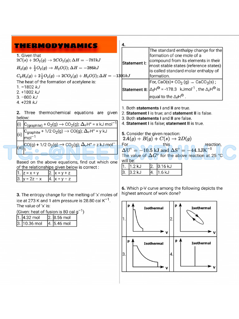 (Test 05) Thermodynamics by @neetoxphillic | PDF