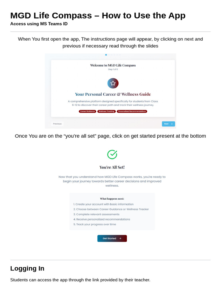 MGD Life Compass App Guide | PDF | Computing