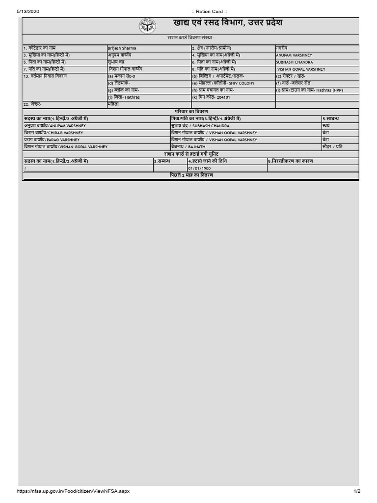 Ration Card | PDF