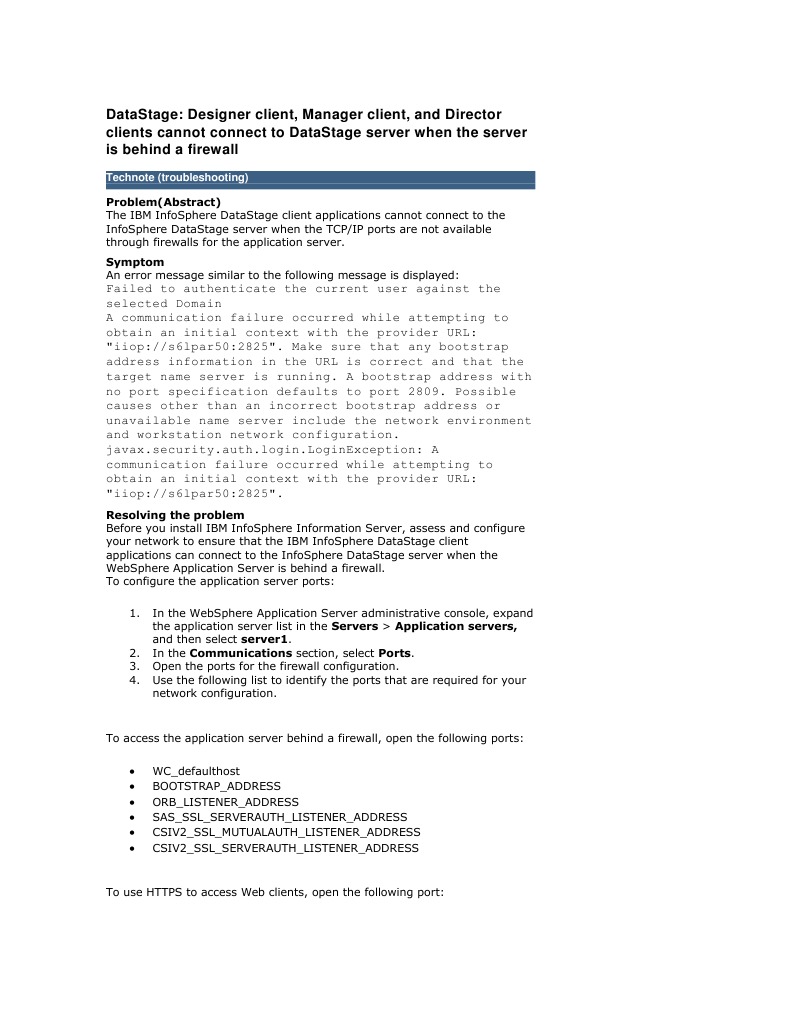 Datastage Problem Pdf Server Computing Port Computer Networking