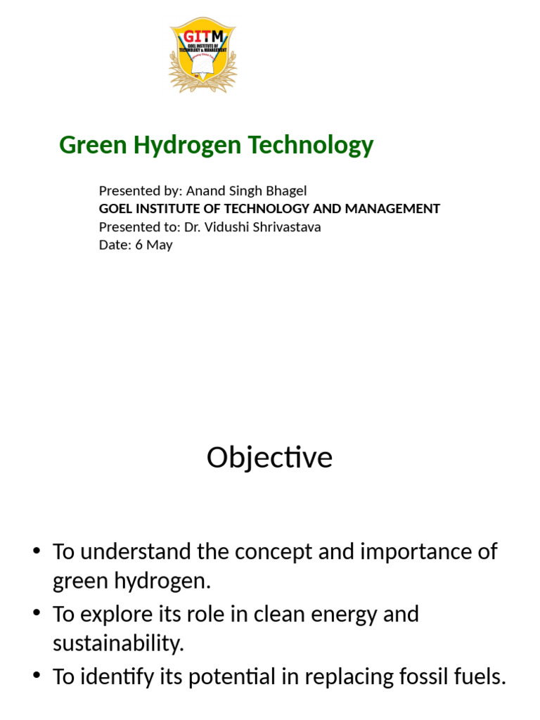 Green Hydrogen Technology Anand | PDF