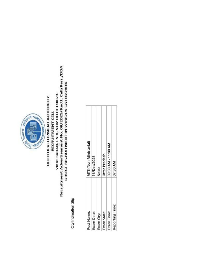 HR Dda Admit Card | PDF
