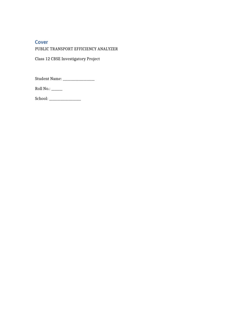 PublicTransportEfficiency Project CBSE | PDF
