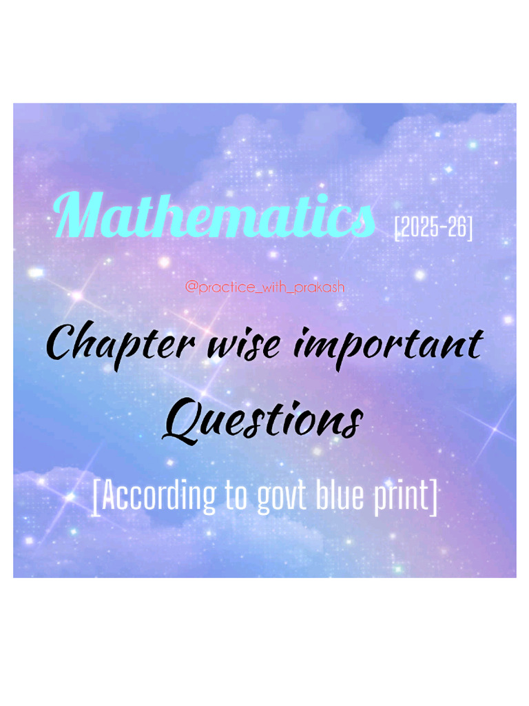 MATHEMATICS Chapter Wise Important Questions | PDF