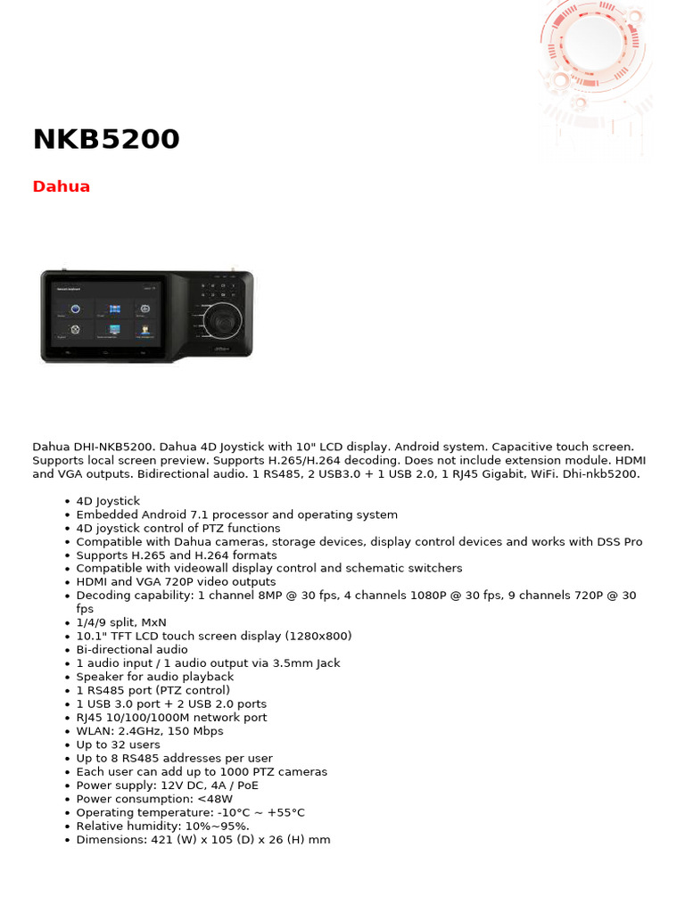 PTZ Controller NKB5200 Datasheet | PDF