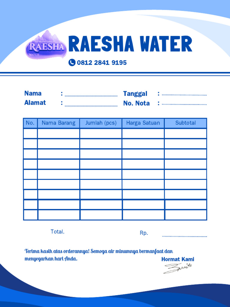 Biru Putih Sederhana Nota Laundry Dokumen | PDF