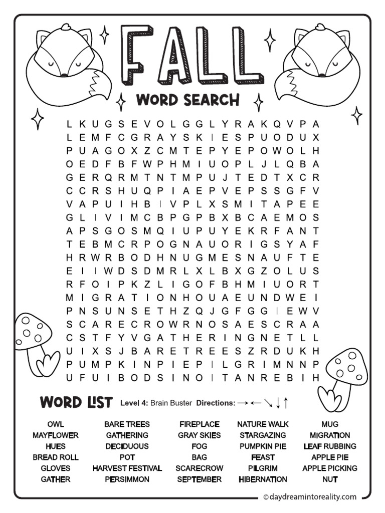Fall Word Search Level 4b | PDF