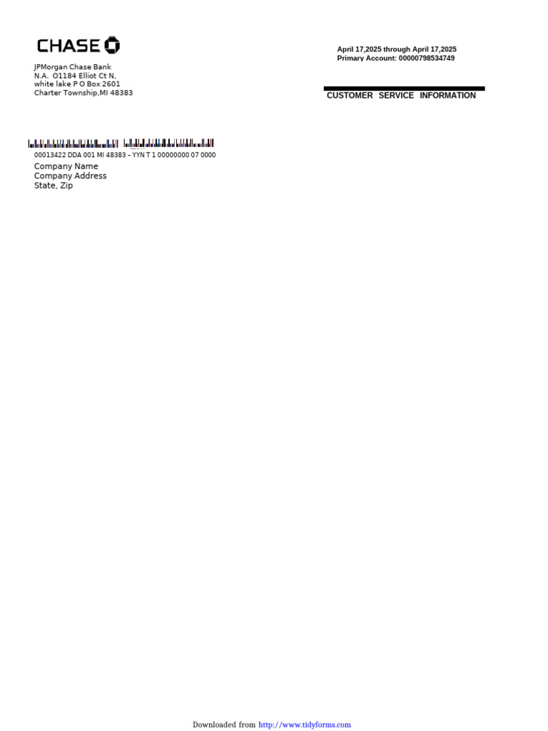 Chase Bank Statement Template 1 1 | PDF | Fee | Transaction Account