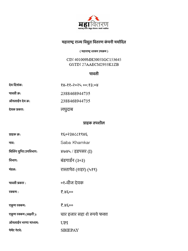 Nov Light Bill | PDF
