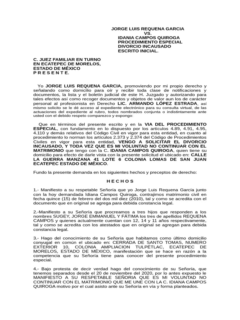 Escrito Inicial | PDF