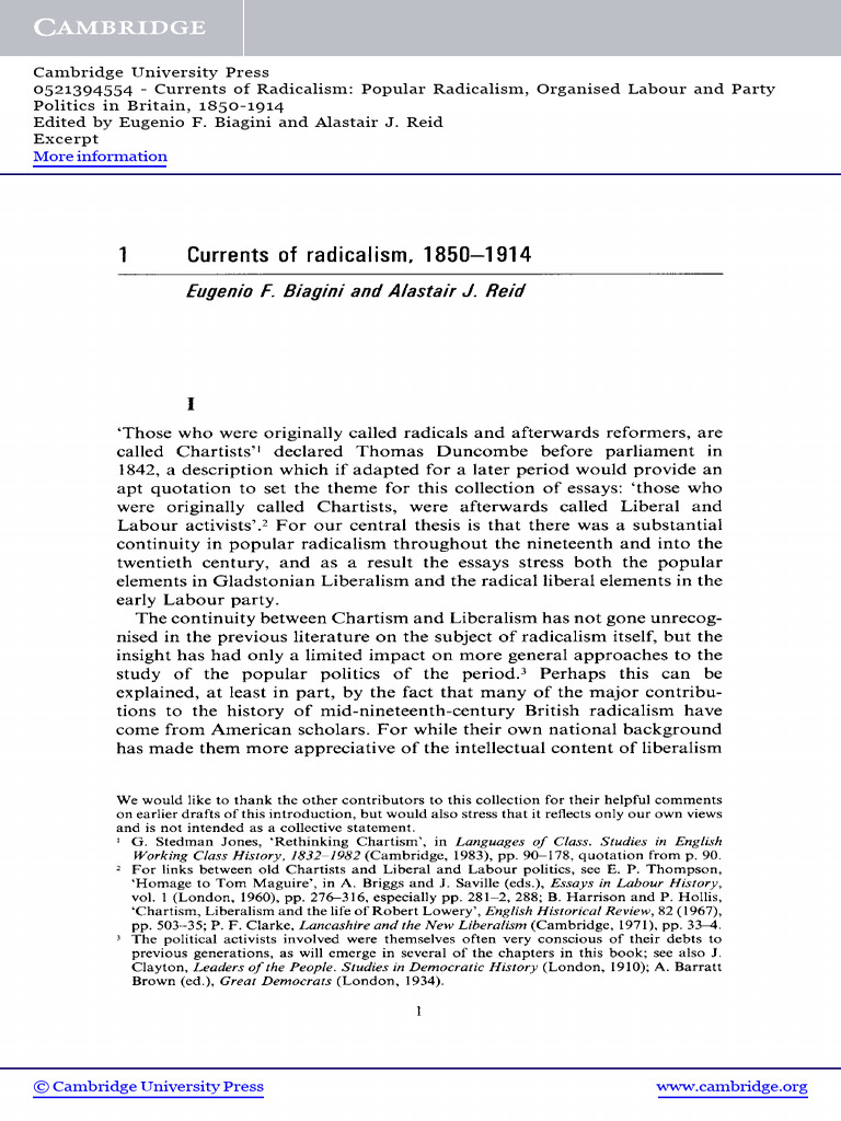 BIAGINI, E. - Currents of Radicalism | PDF