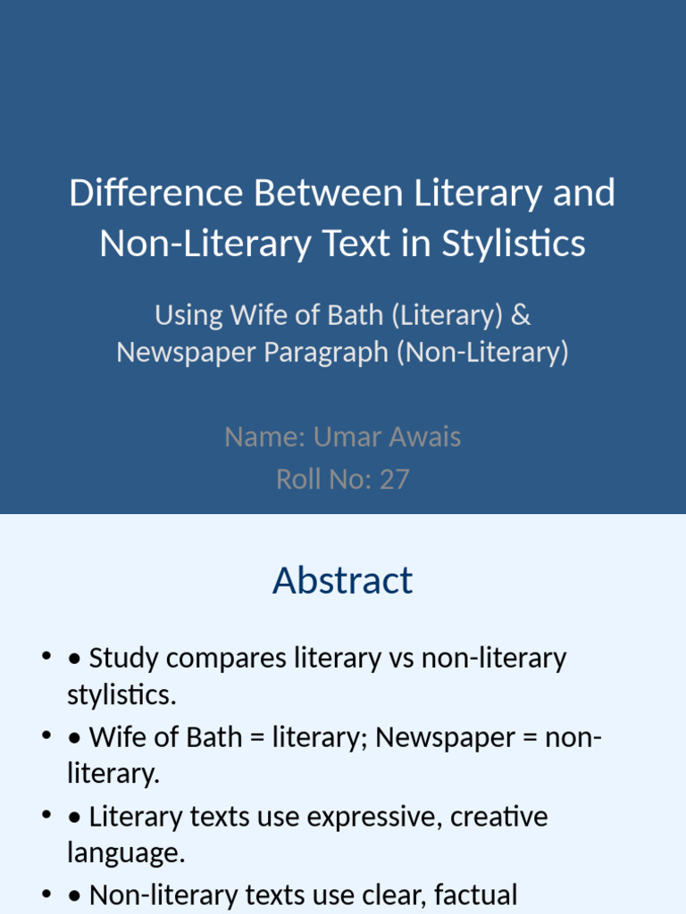 Colourful Literary Vs NonLiterary Stylistics | PDF