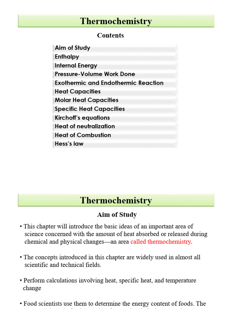 Thermochemistry: Heat and Energy Concepts | PDF | Enthalpy | Heat