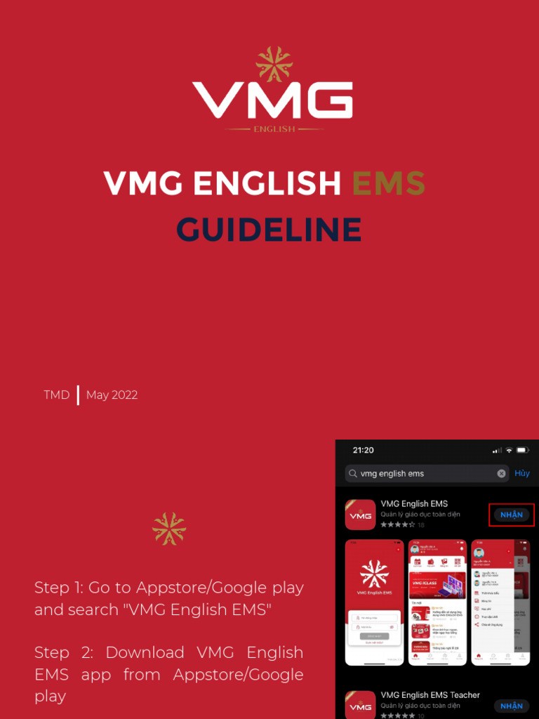 VMG English EMS App User Guide | PDF