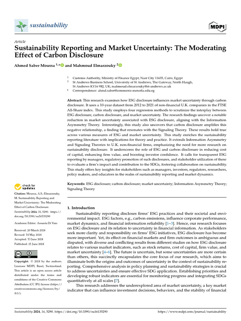 3 - Sustainability Reporting and Market Uncertainty The Moderating ...