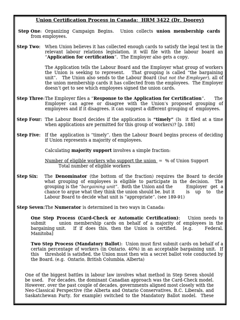 Union Certification Process in Canada | PDF | Trade Union | Employment