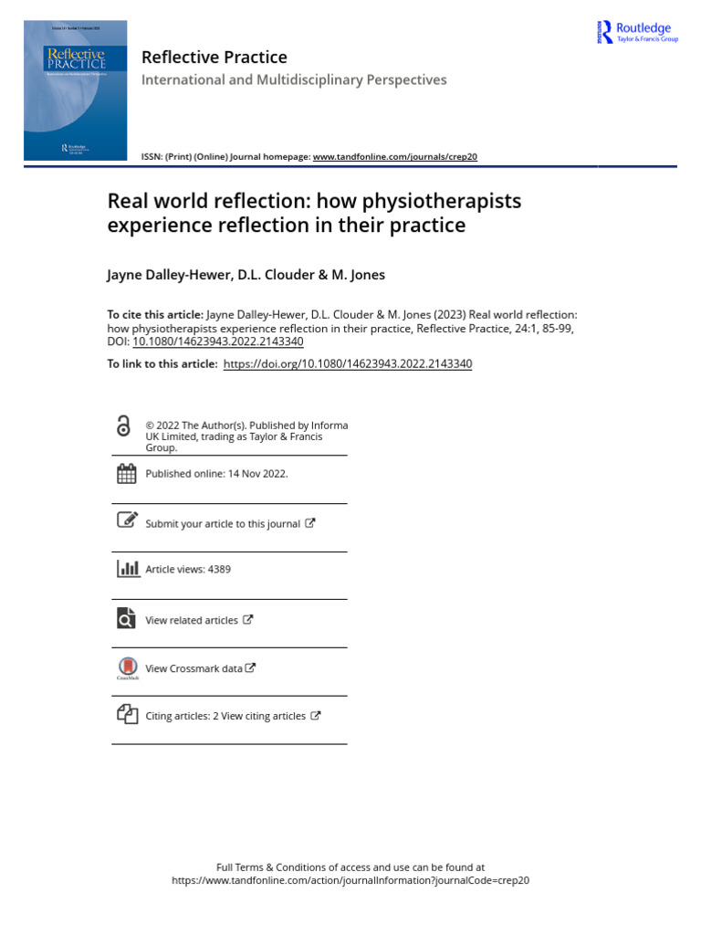 Real World Reflection How Physiotherapists Experience Reflection in ...