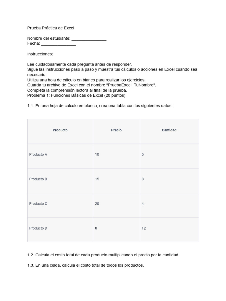 Prueba de Conocimiento Excel - Somnus | PDF | Microsoft Excel | Hoja de ...
