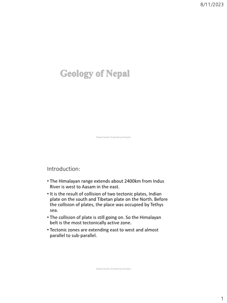 Geology and Structure of Nepal Himalaya | PDF | Himalayas | Geomorphology