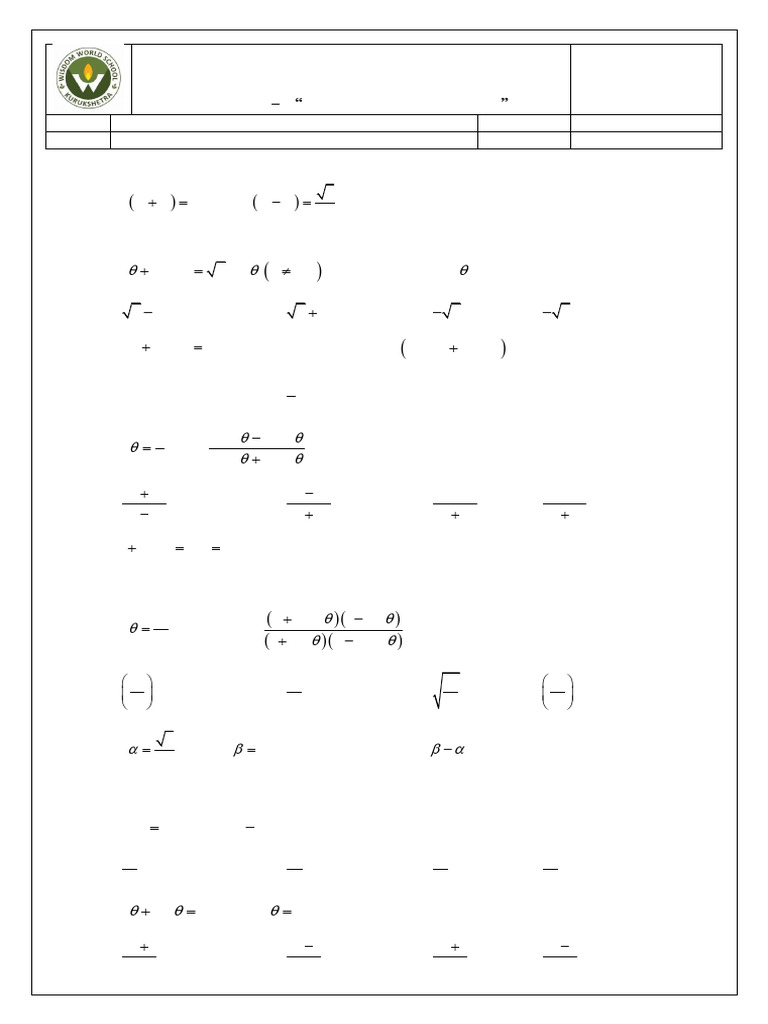 Trigonometry Practice Worksheet for Grade X | PDF | Triangle Geometry ...