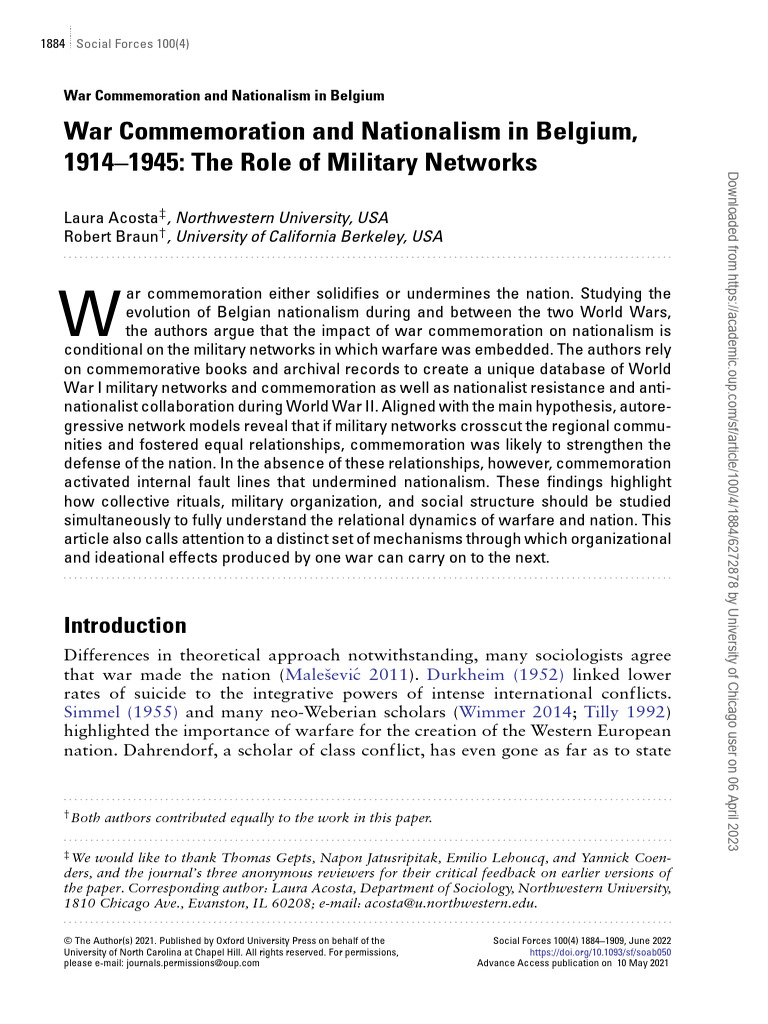 War Commemoration and Nationalism in Belgium, 1914–1945 the Role of ...