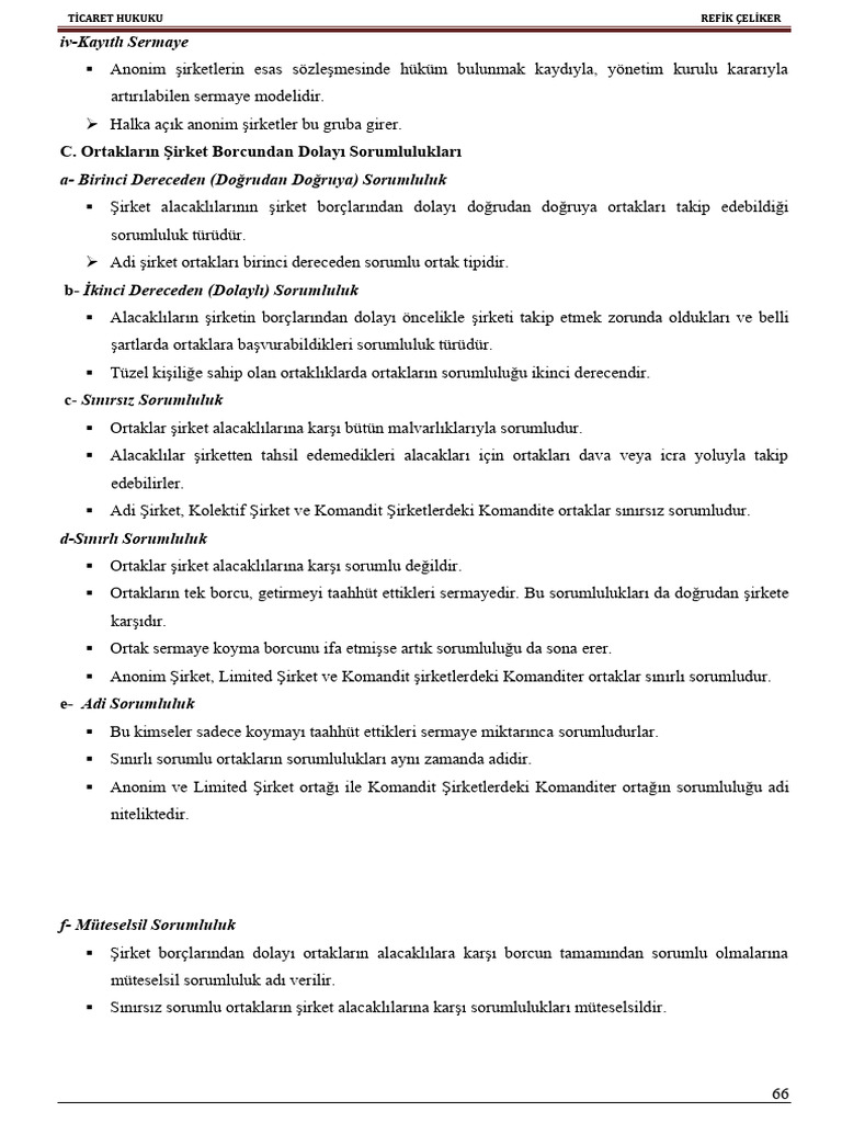 Ticaret Hukuku - Refik Hoca-14 | PDF