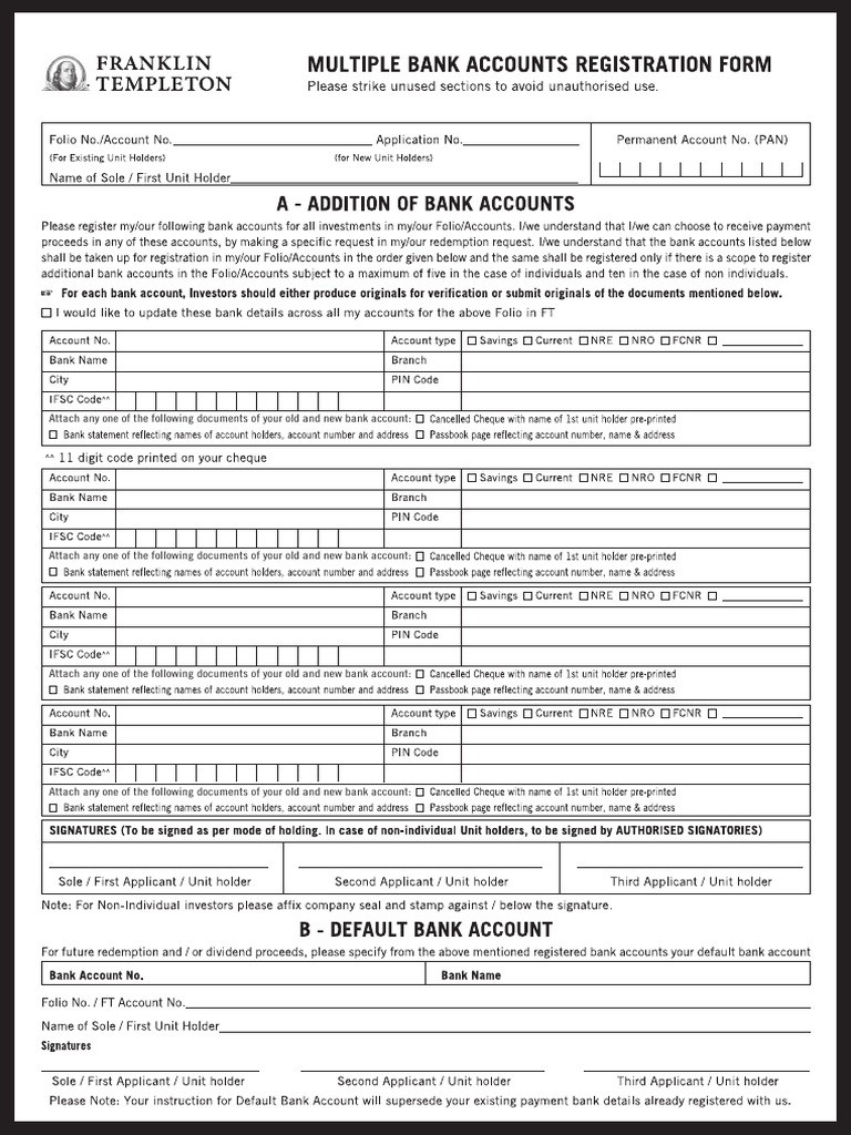 Required Documents for Bank Account Update | PDF