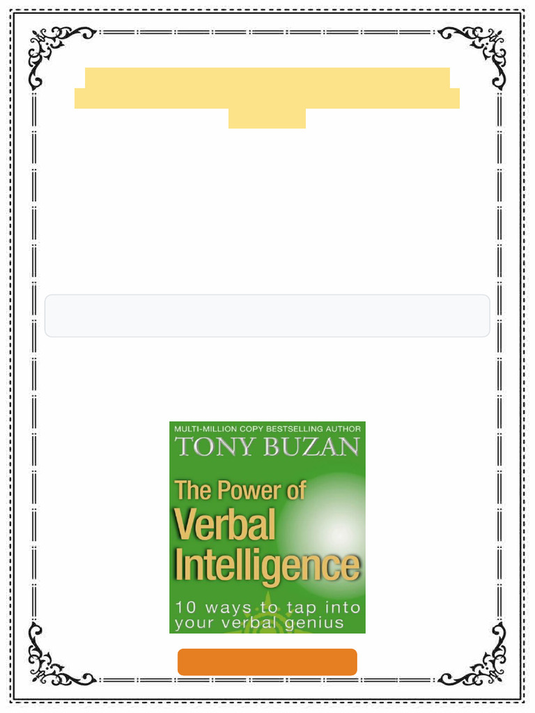 The Power of Verbal Intelligence Tony Buzan full ebook access | PDF ...
