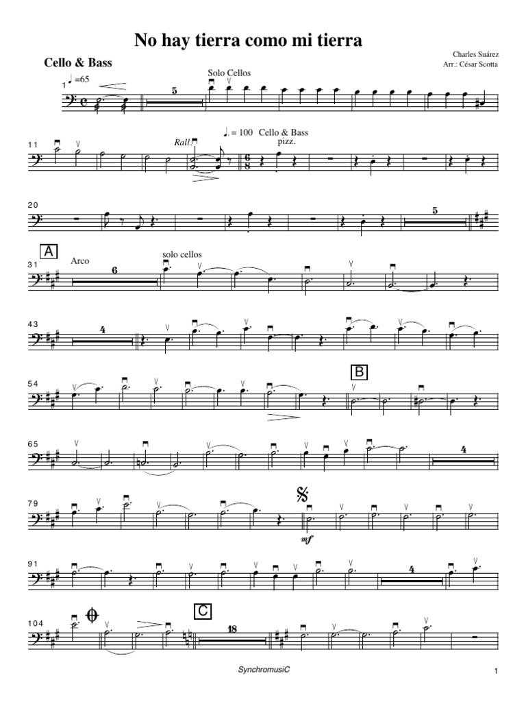 Cello & Bass Tierra Como Mi Tierra | PDF