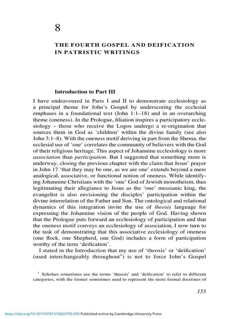 Fourth Gospel and Deification in Patristic Writings | PDF | Gospel Of ...