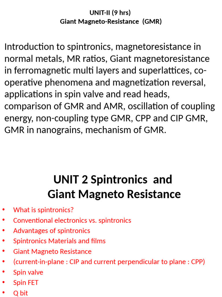 Understanding Giant Magneto-Resistance | PDF | Ferromagnetism | Magnetism