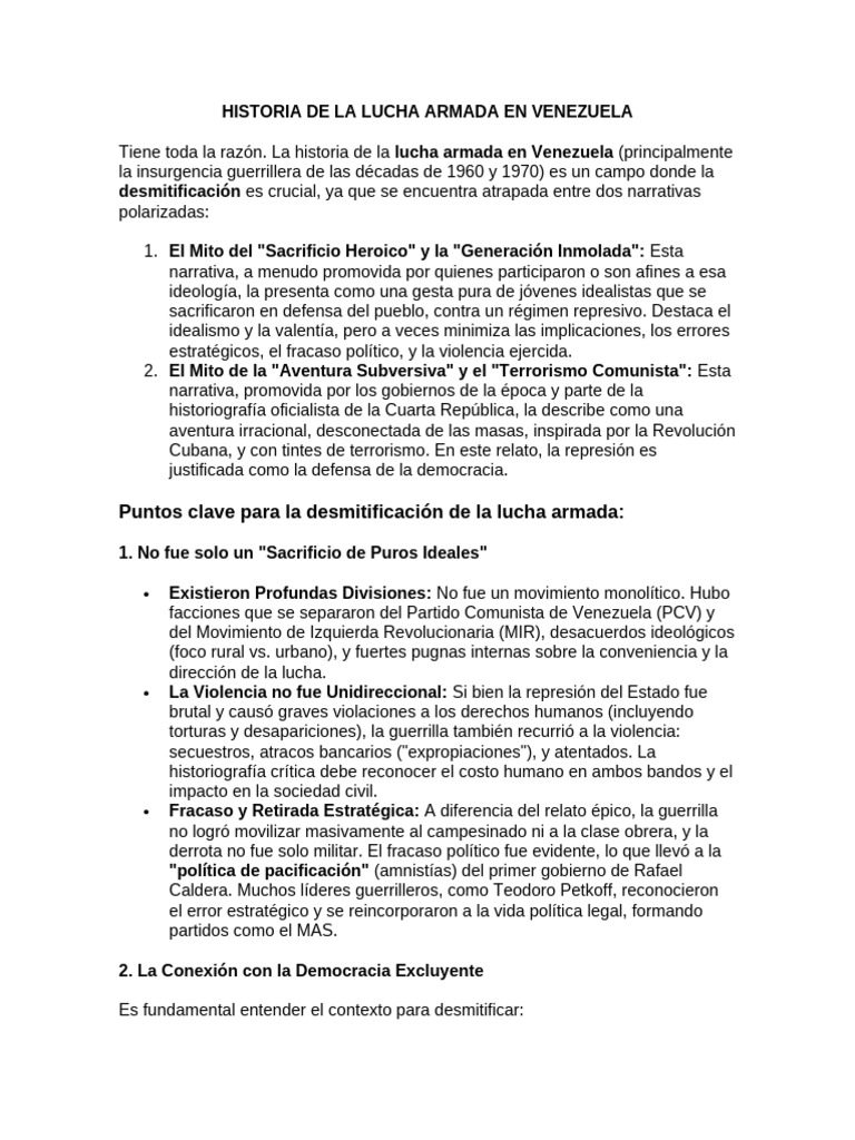 Historia de La Lucha Armada en Venezuela | PDF | Guerra de guerrillas