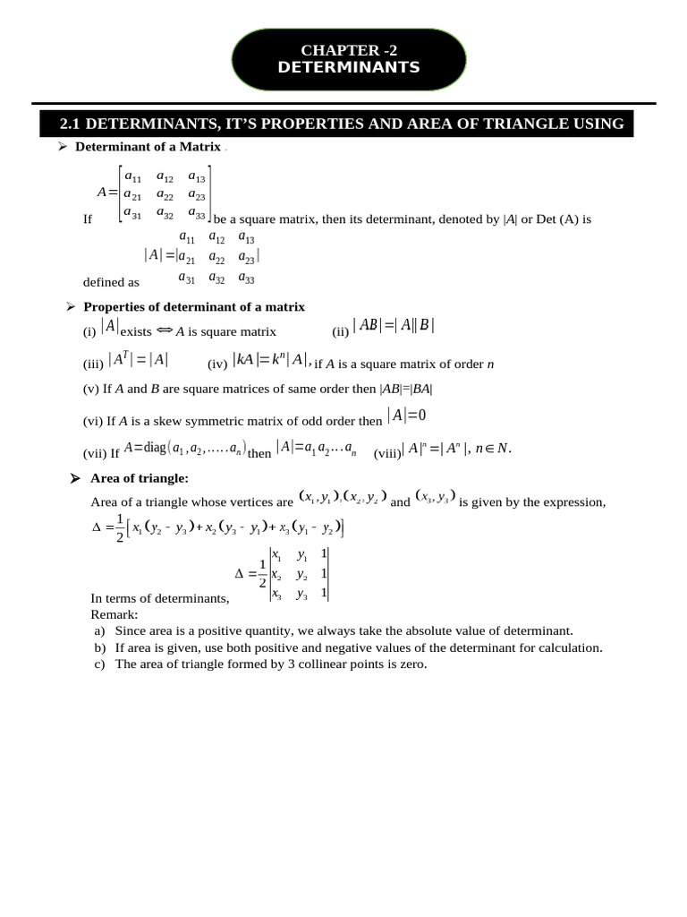 Determinants and Their Properties Explained | PDF | Determinant ...