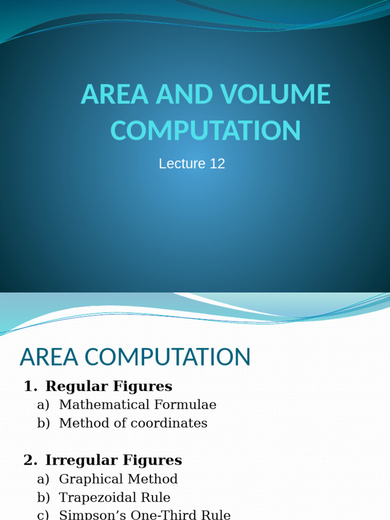 Lecture-12 Area and Volume Computation | PDF | Area