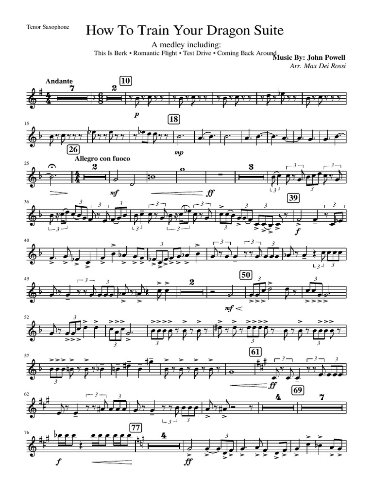 How To Train Your Dragon Saxophone Medley | PDF