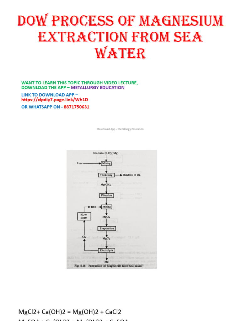 Dow Process for Magnesium | PDF