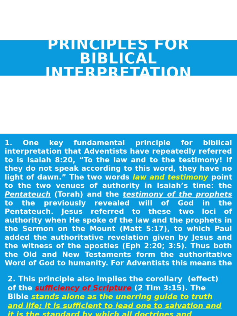 Principles For Biblical Interpretation | PDF | Revelation | Bible