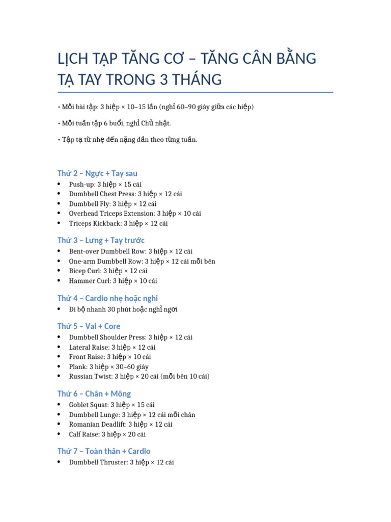Lich Tap Chi Tiet Tang Co Tang Can 3 Thang | PDF