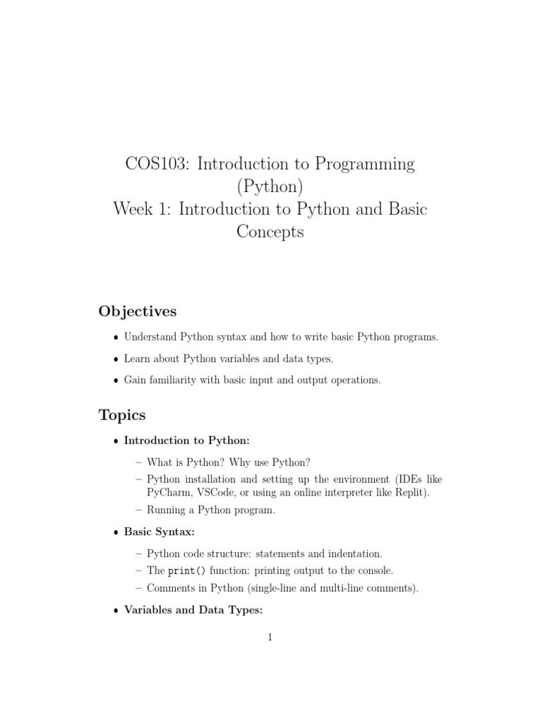 Week 1 Lab | PDF | Python (Programming Language) | Data Type
