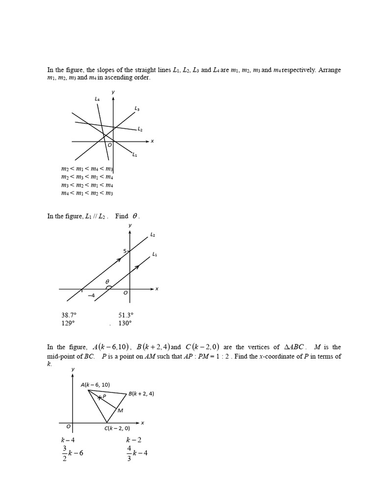 Coordinate Geometry MC Questions Bank | PDF | Line (Geometry) | Euclid