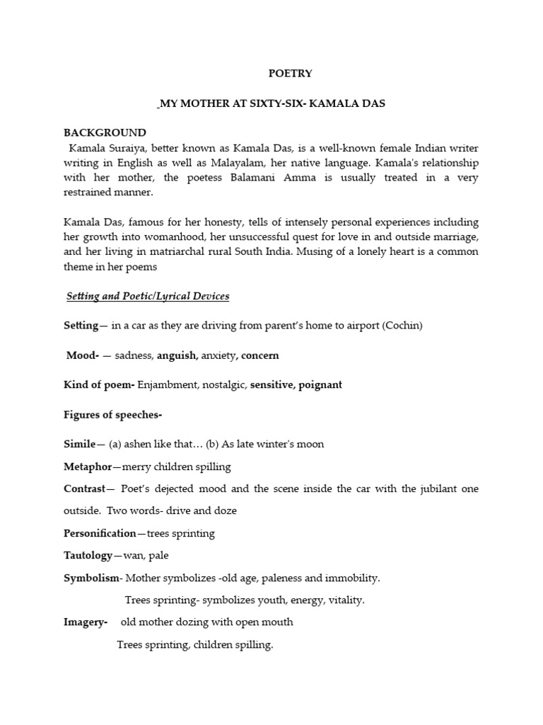 My Mother at 66 Notes | PDF | Poetry