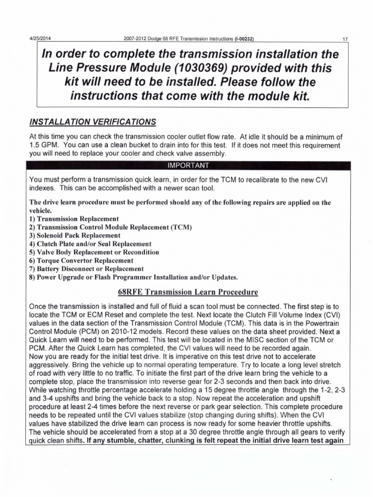 68rfe Relearn | PDF