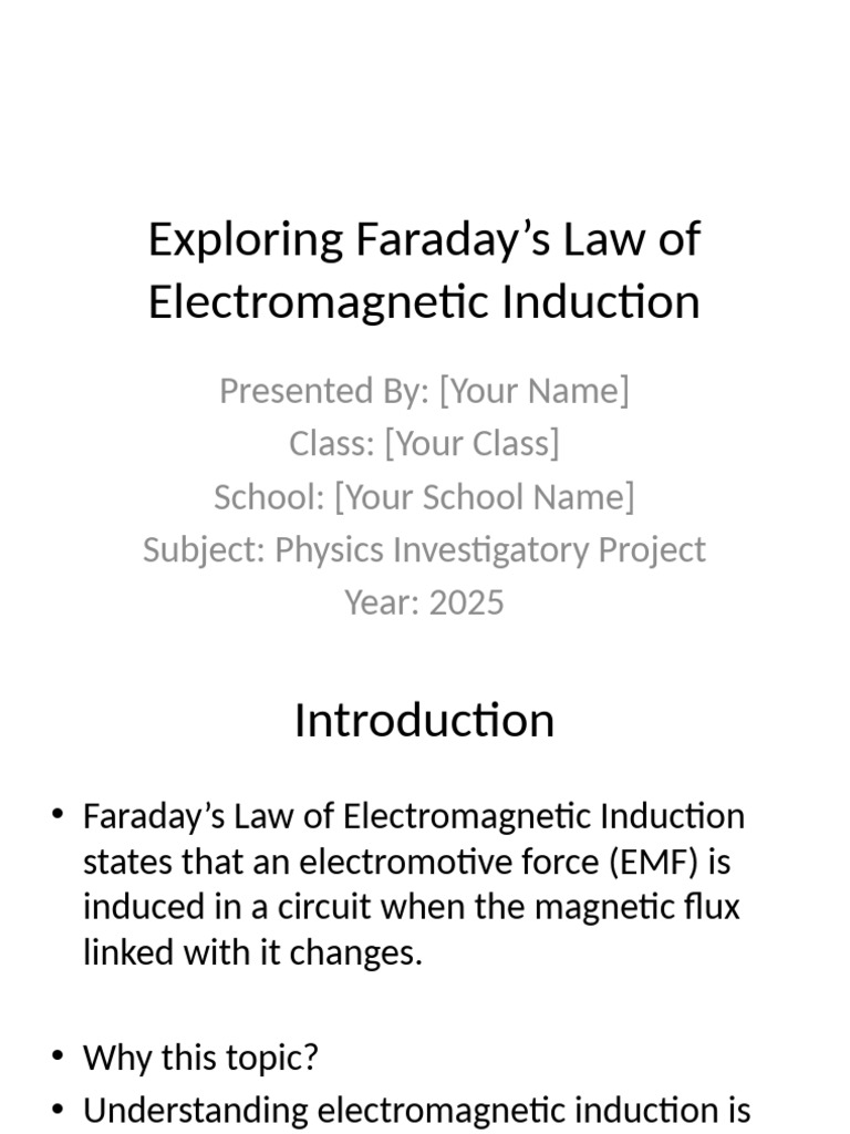 Faraday's Law: Induction Experiment Guide | PDF | Electromagnetic ...