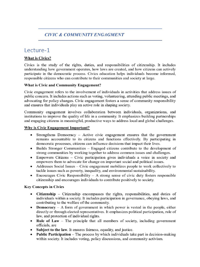 Civic & Community Engagement Key Points | PDF