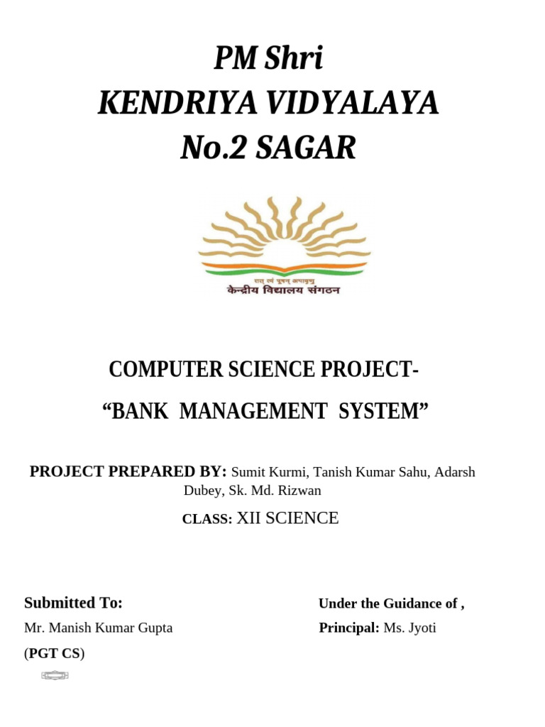 Bank Management System Project Report | PDF | Computer Engineering ...