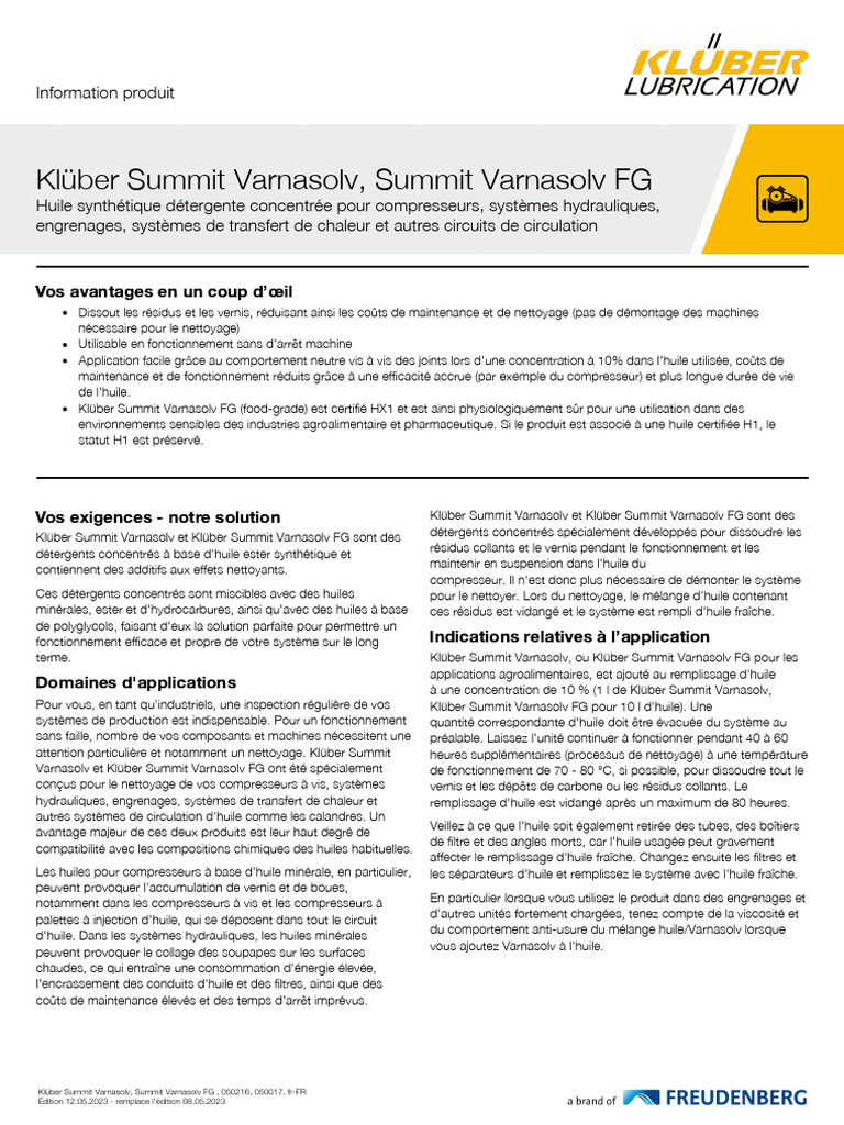 Klueber Summit Varnasolv FG FR FR | PDF | Pétrole