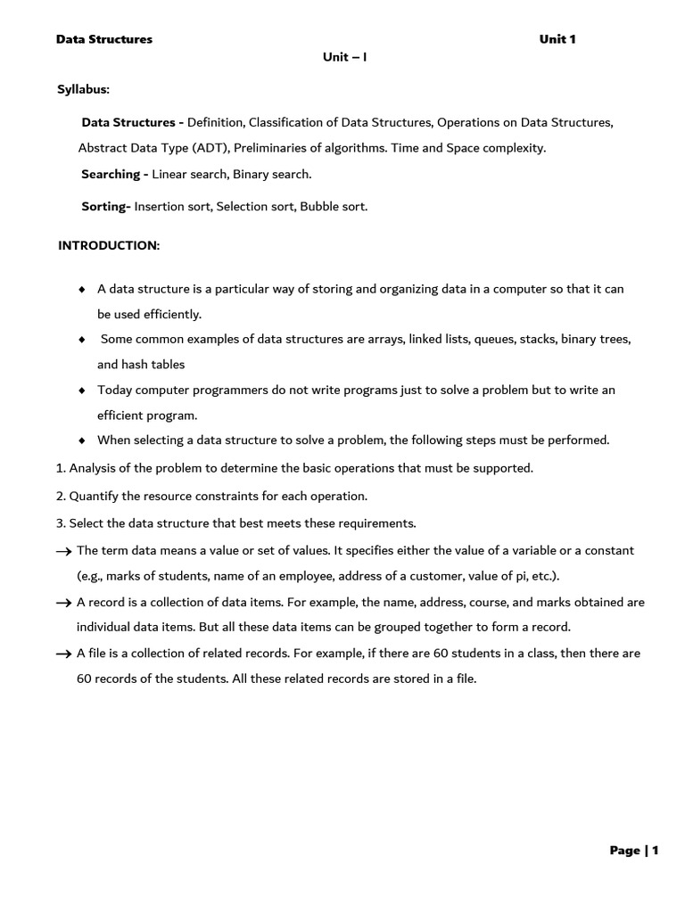 Unit I | PDF | Queue (Abstract Data Type) | Time Complexity