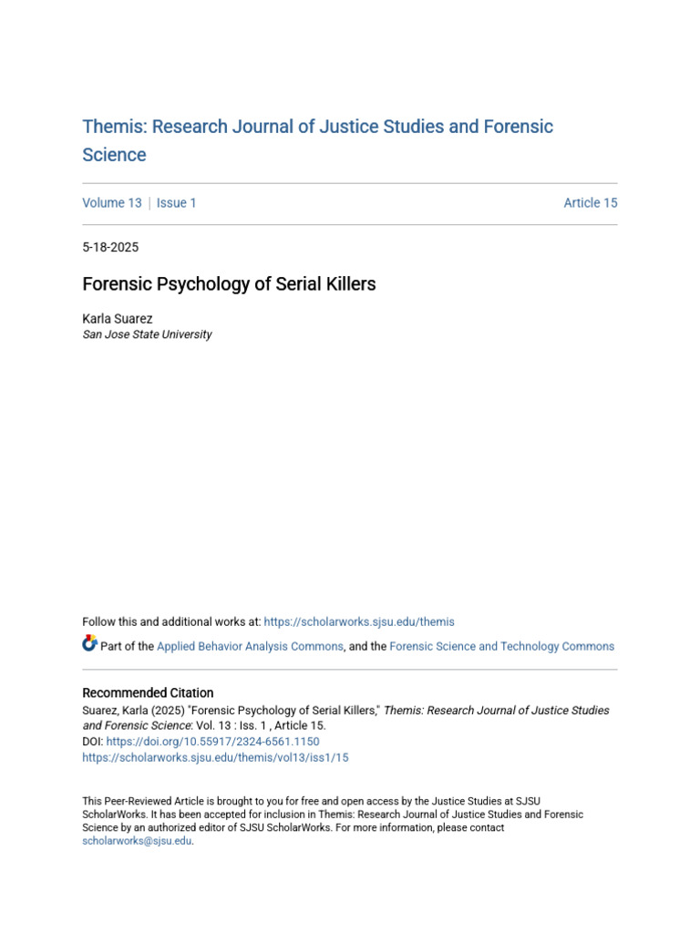 Forensic Psychology of Serial Killers | PDF | Offender Profiling ...