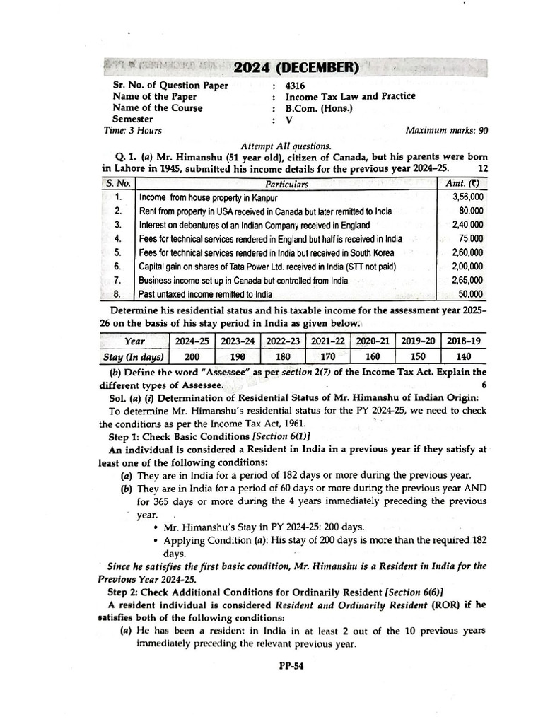 I.tax 2024 Question Paper Solved | PDF